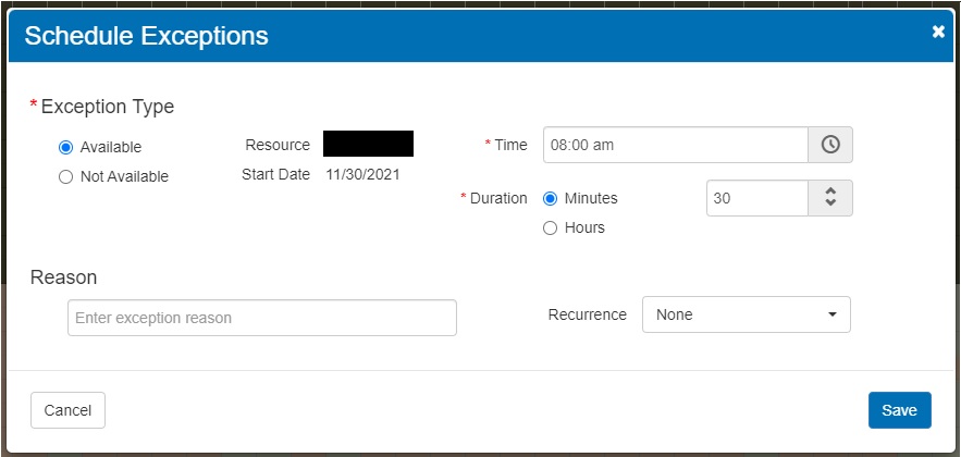 EPM - Creating Scheduler Exceptions in Eyefinity Practice Management.