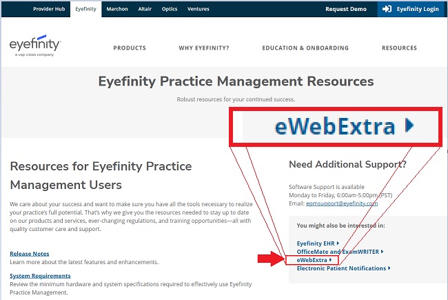 EPM - Does eWebExtra integrate with Eyefinity Practice Management?