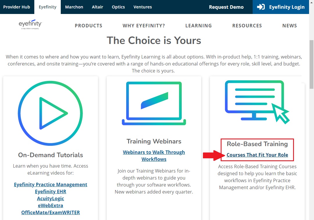EPM - Where can Training for Eyefinity Practice Management be found?