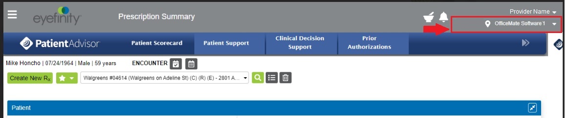 Why does the wrong location display on the prescription I create using the ePrescribing (eRx ...